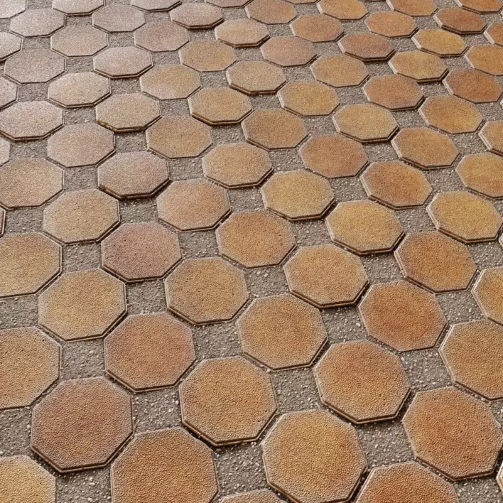 Orange Octagonal Concrete Tiles PBR Texture